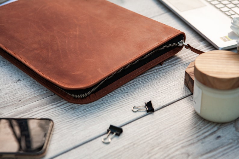 Leather Portfolio A4,custom Portfolio With Zipper,business Portfolio ...