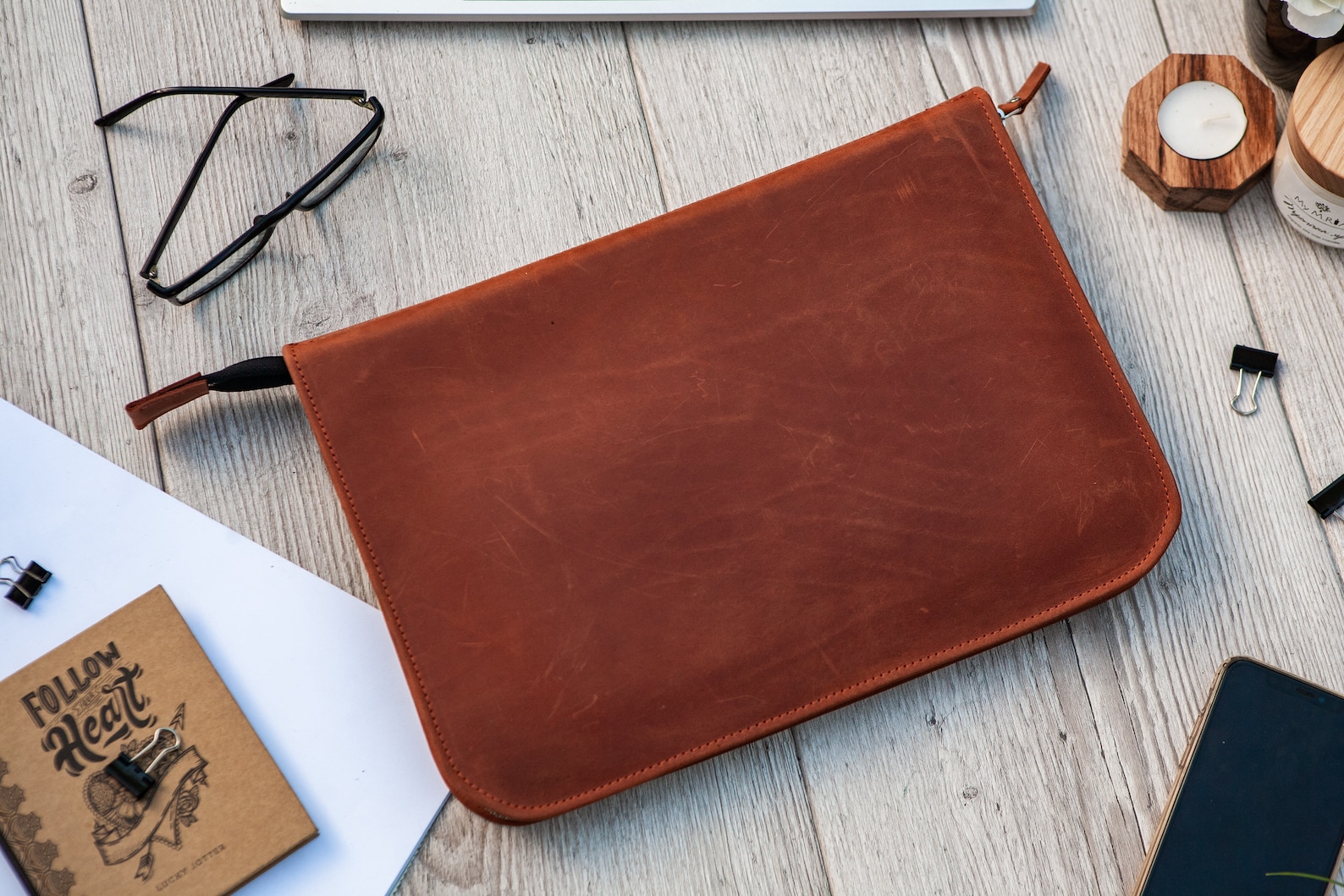 Leather Portfolio A4,custom Portfolio With Zipper,business Portfolio ...