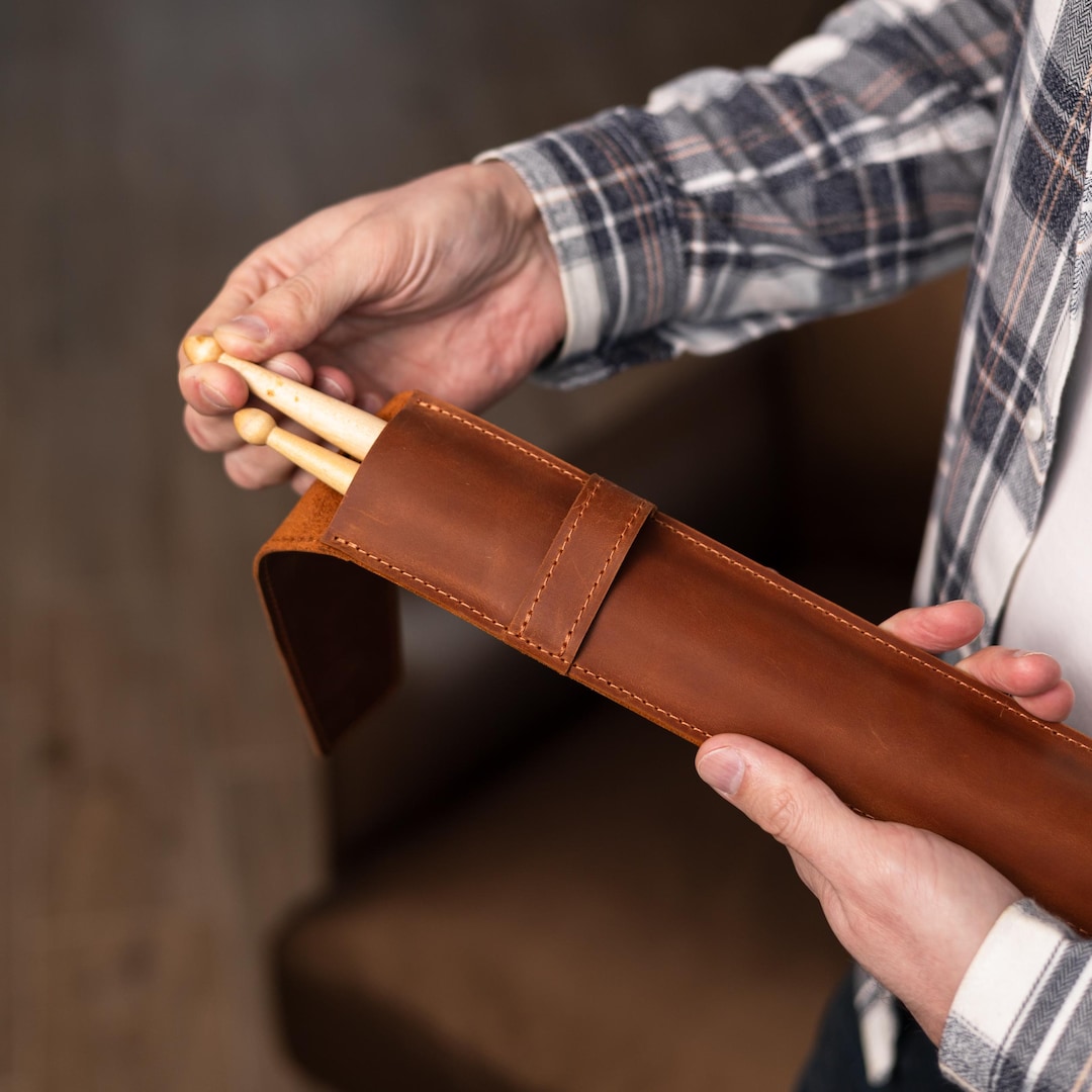 Custom Leather Drum Stick Bag, Leather Drumstick Holder, Personalized ...