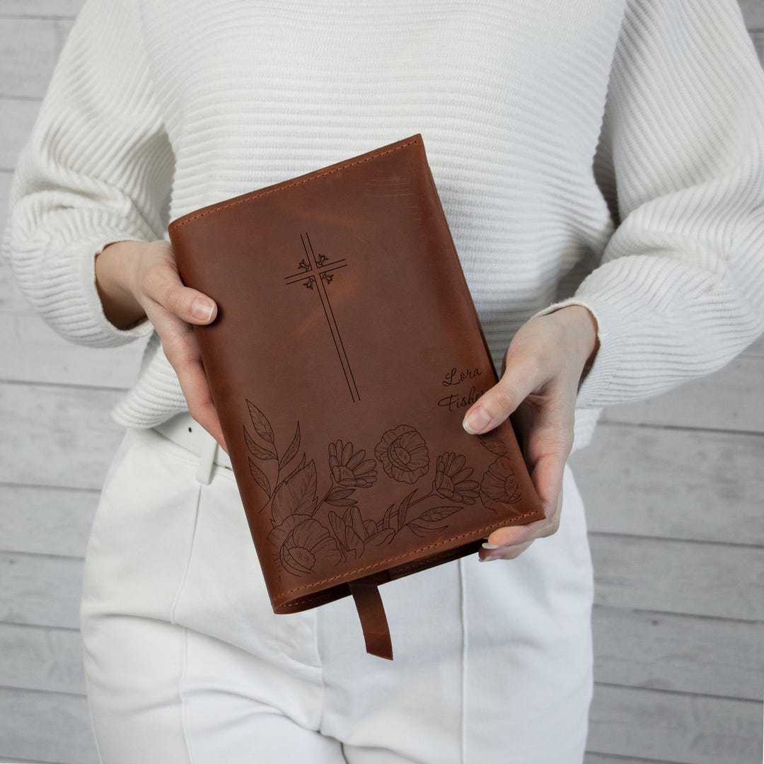 Engraved Leather Bible Cover, Womens Bible Cover Case, Christian Book ...