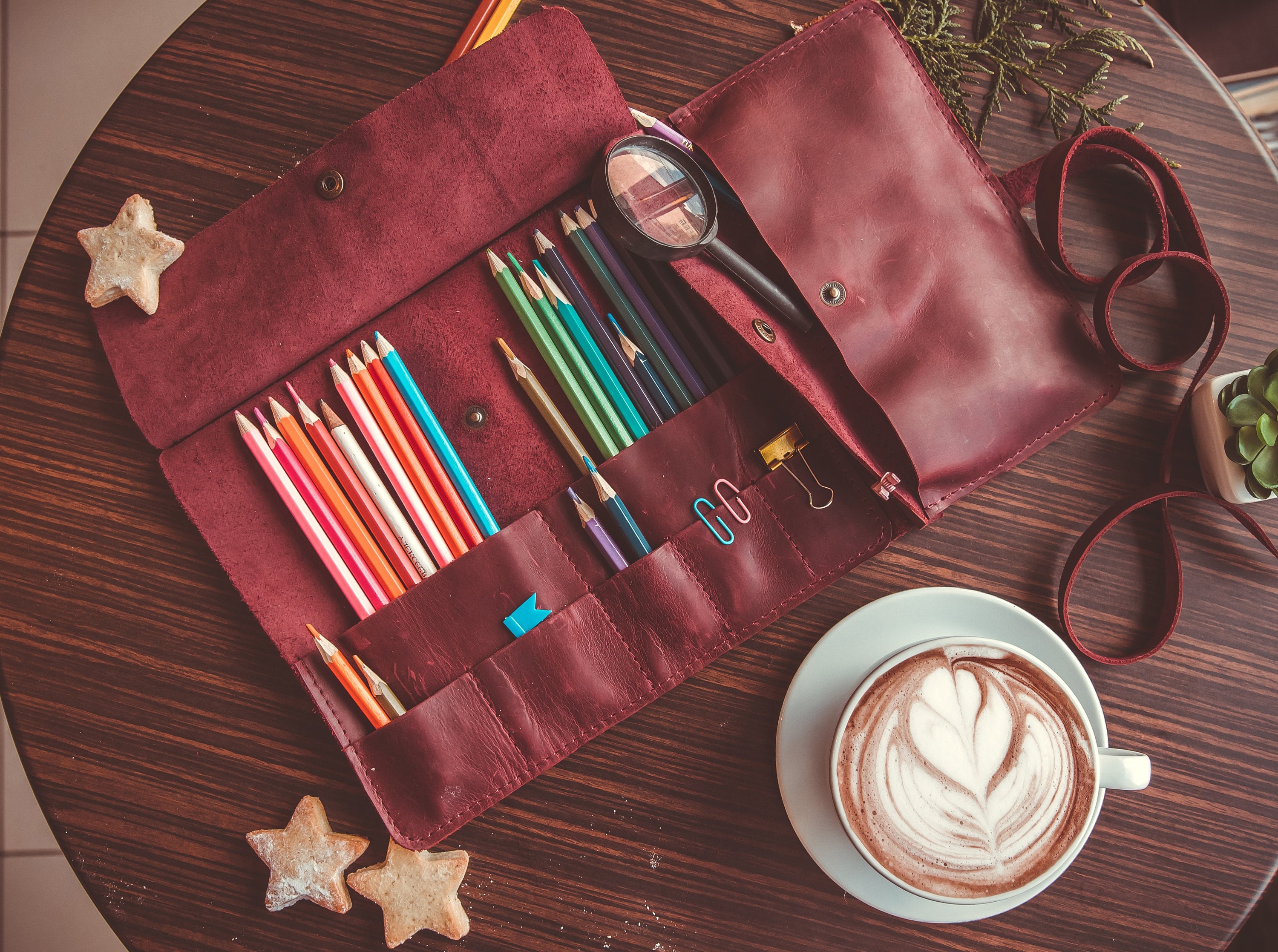 Artist Pencil Caseleather Pencil Casecustomized Paintbrush - Etsy