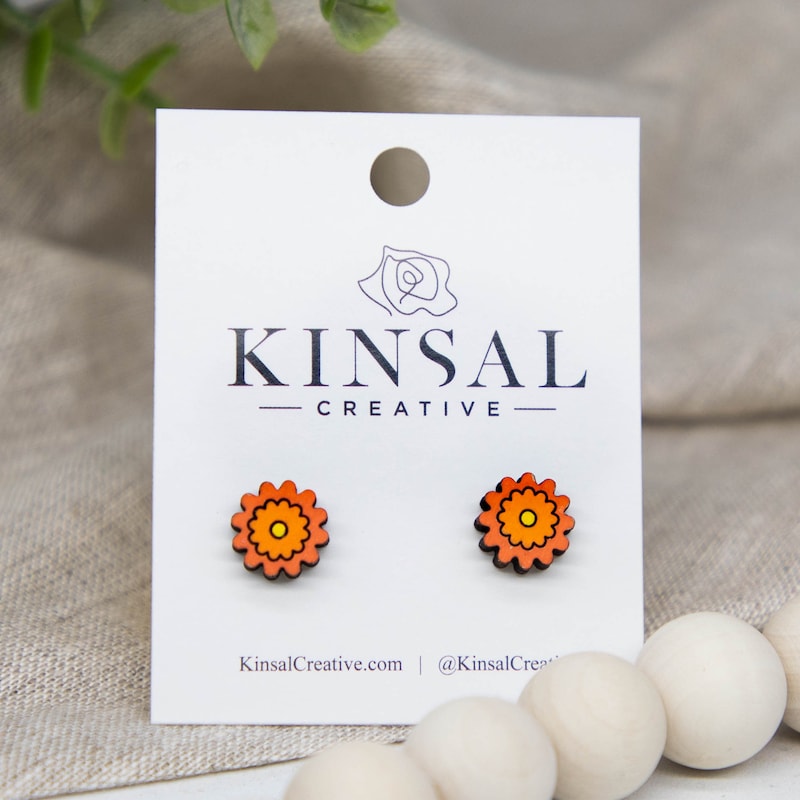 Marigold Wood Earrings - Etsy