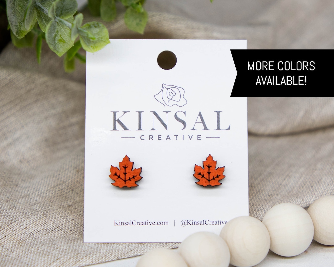 Fall Leaf Wood Stud Earrings, Stud Earrings, Wood Earrings, Post ...