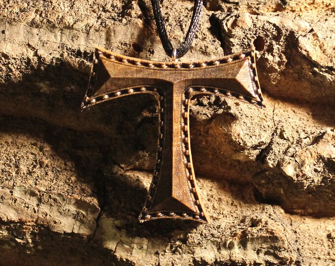 Tau Cross & Heart - Rosewood - Etsy