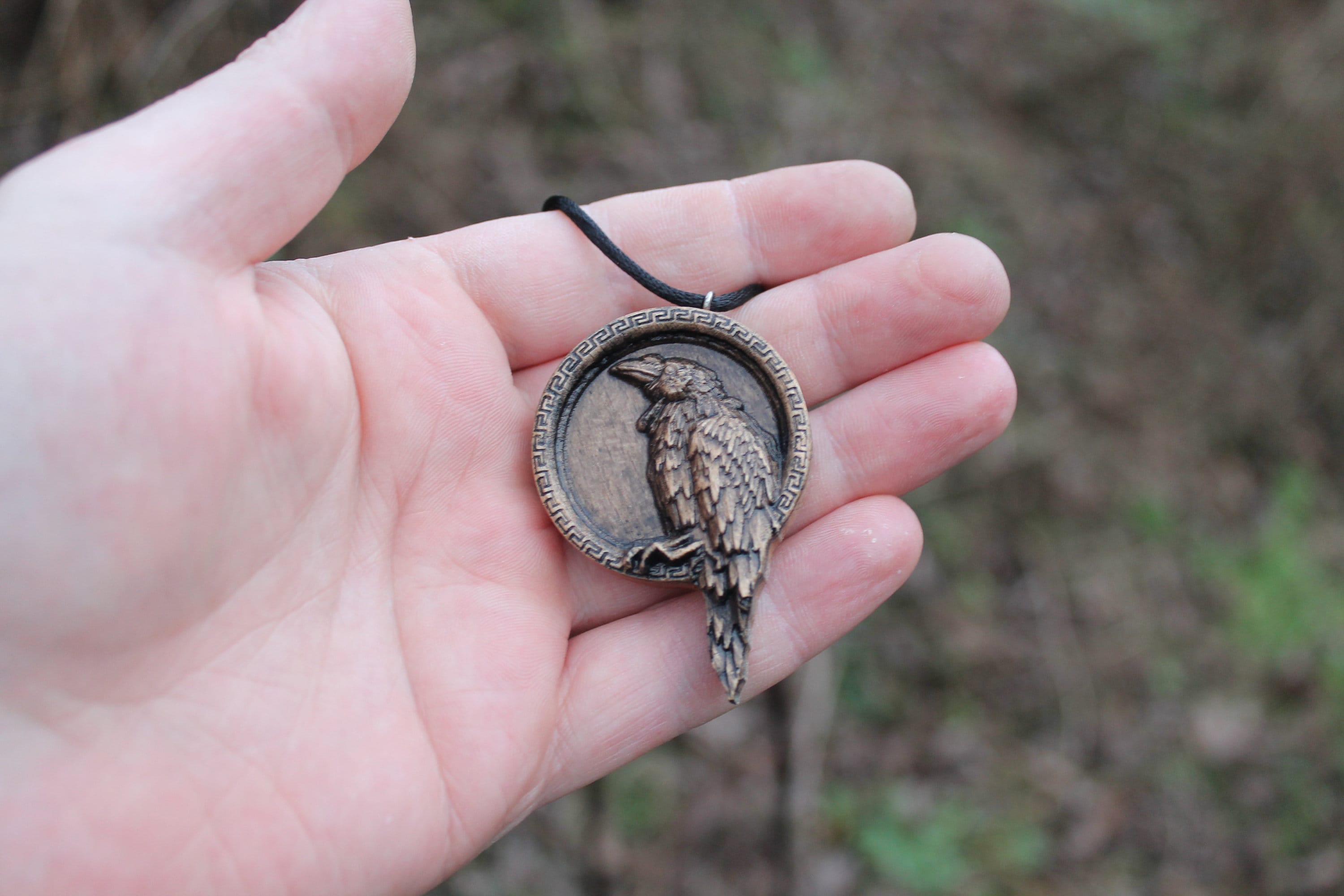 Raven Pendant: Animal Lover Gift, Natural Beechwood - Etsy