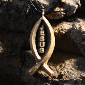 Natural Wood Ichthus Pendant, Christian Gift, Sustainable Faith Jewelry ...