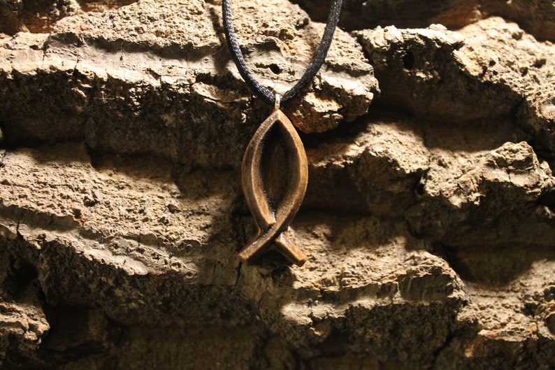 Christian Fish Necklace, Ichthus Pendant, Natural Beechwood - Etsy
