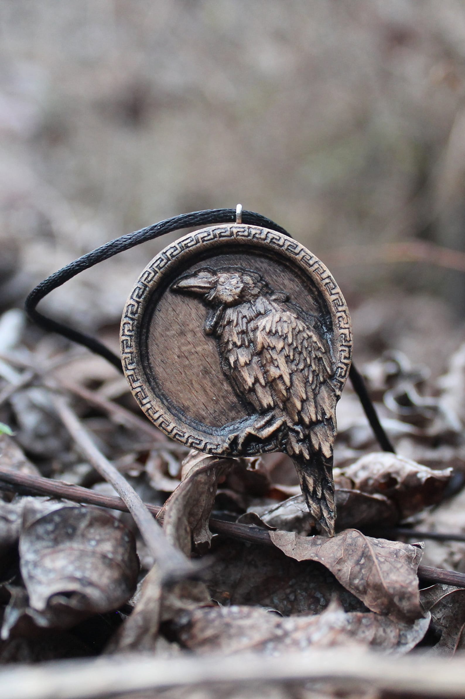 Raven Pendant: Animal Lover Gift, Natural Beechwood - Etsy