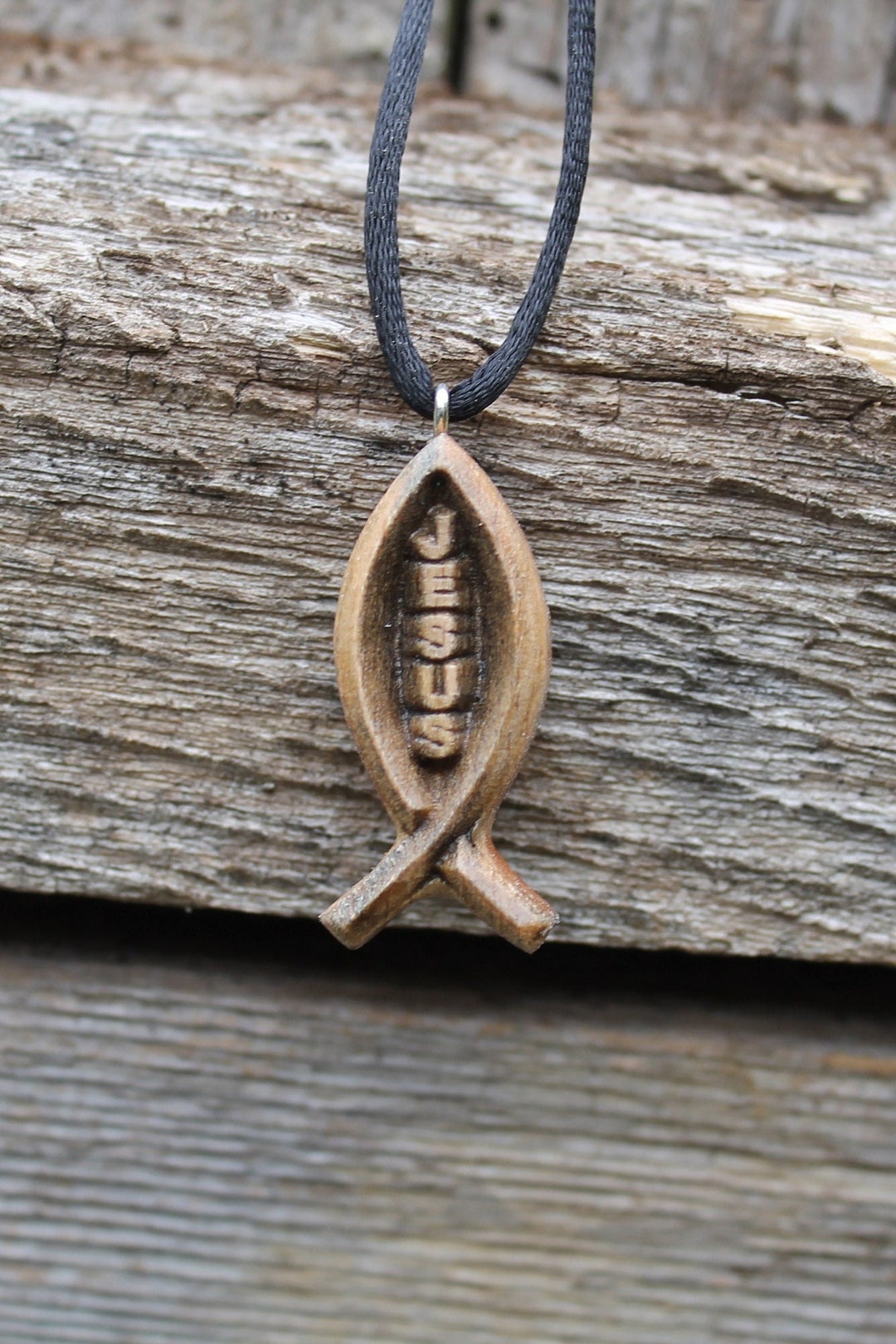 Wooden Ichthus Pendant, Christian Gift - Etsy