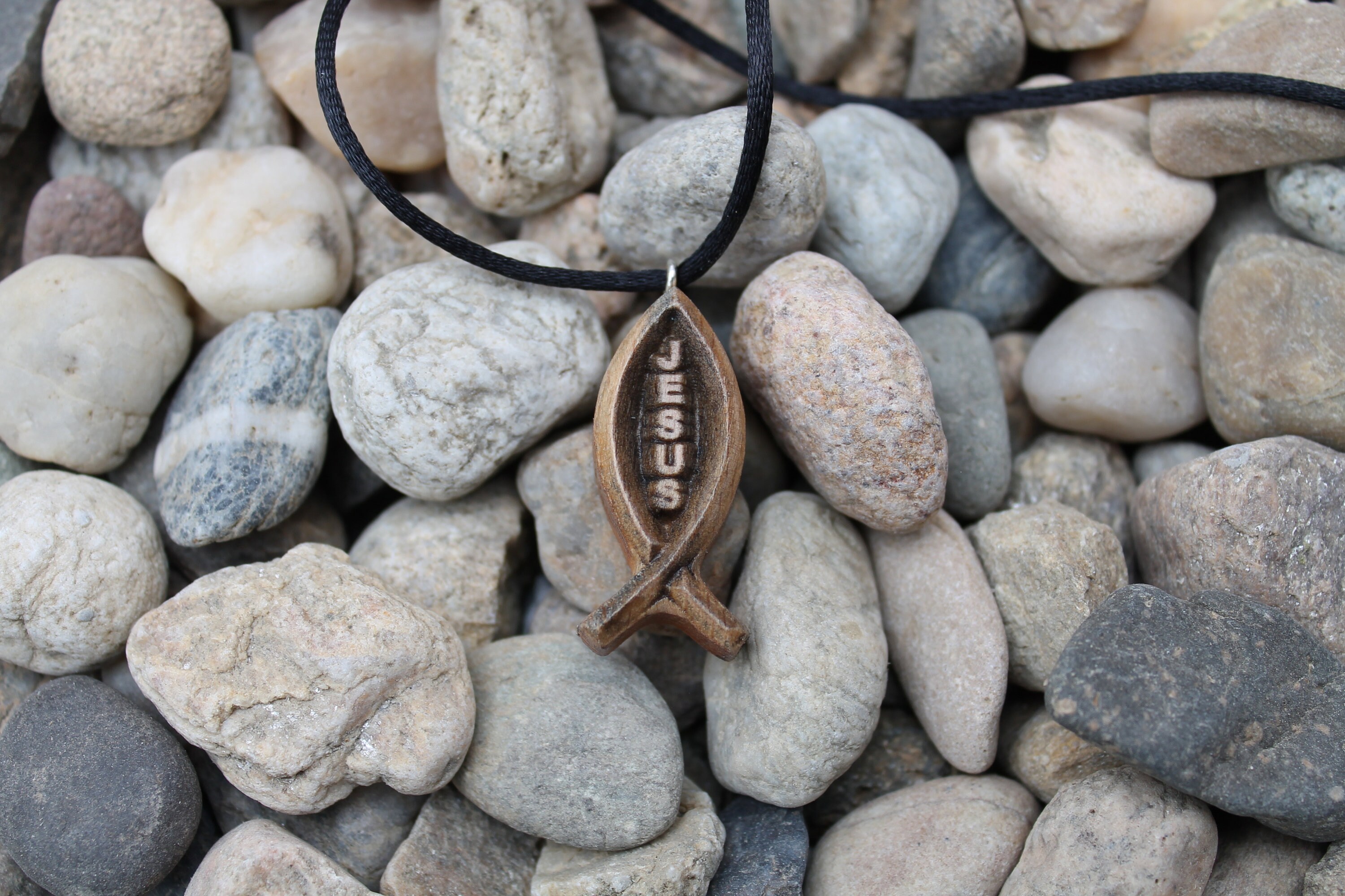 Natural Wood Ichthus Pendant, Christian Gift, Sustainable Faith Jewelry ...