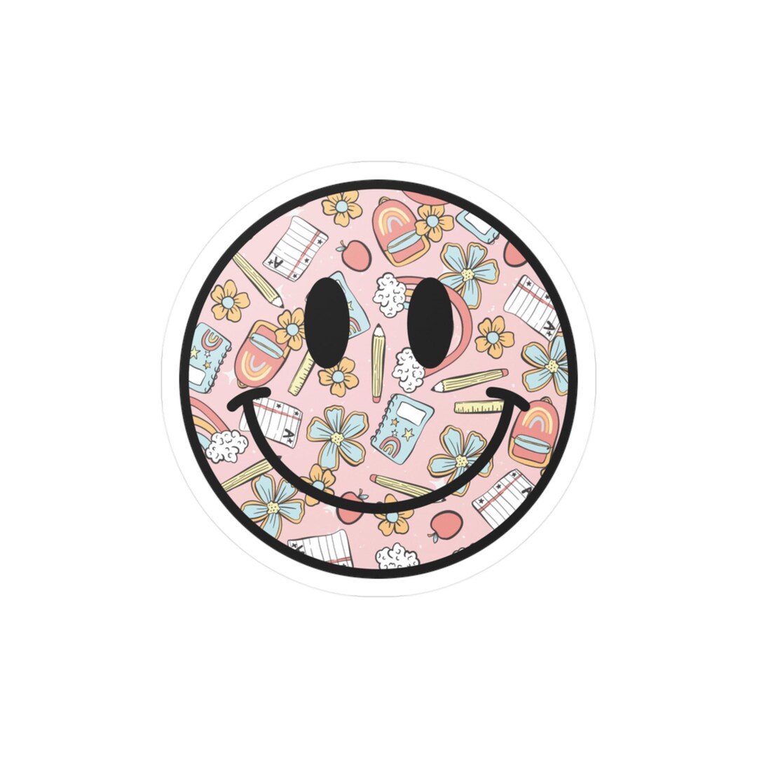 Back to School Smile Face Sticker, Teacher Smiley, Teacher Smiley ...