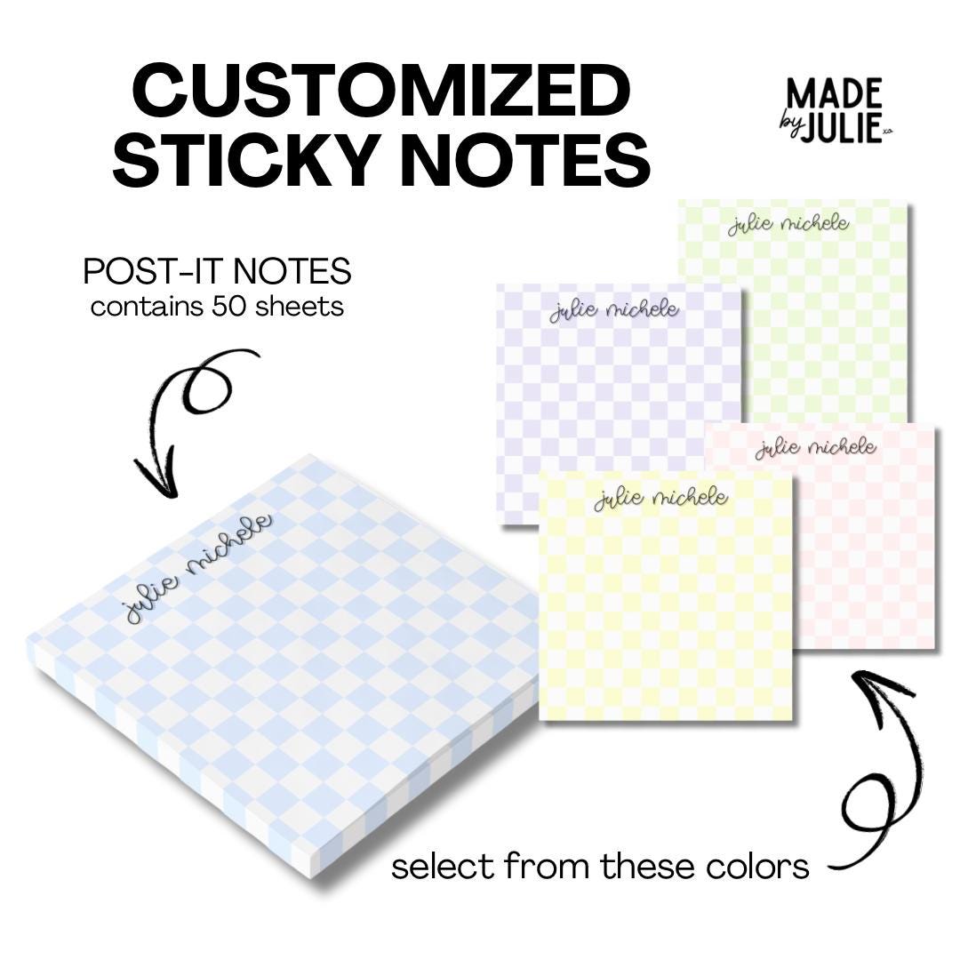 Personalized Post-it® Note Pads, Checkered Sticky Notes, Customized ...
