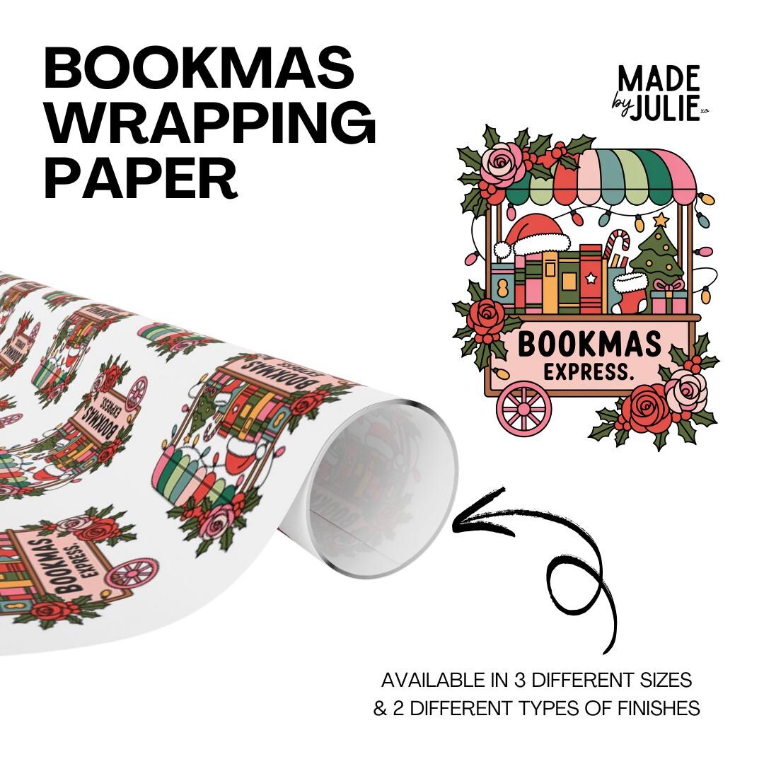 Bookmas Wrapping Paper, Book Club Wrapping Paper, Christmas Paper, Book ...
