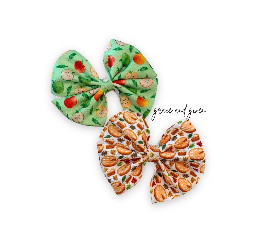Apples & Pumpkin Pie Liverpool Pinwheel Bows | Hair Bows for Girls ...