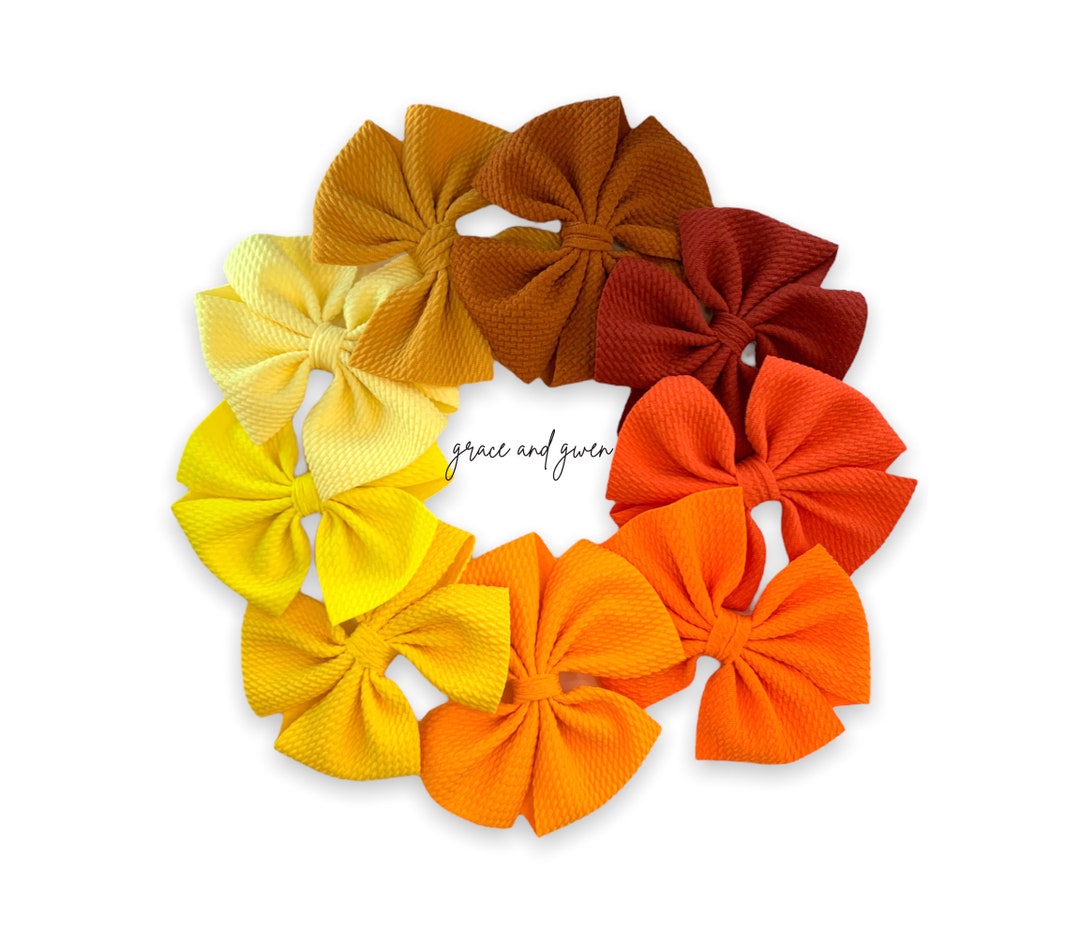 Yellow & Orange Liverpool Pinwheel Bows | Hair Bows for Girls | Baby ...