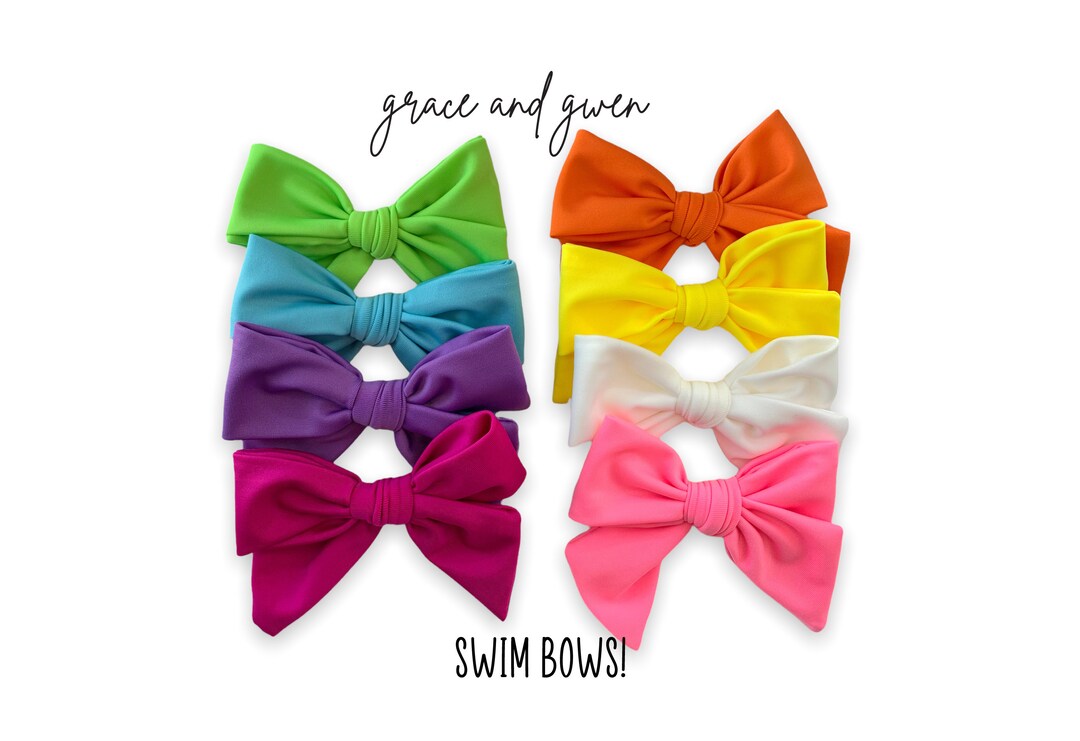 Swim Bows | Pool Hair Bows | Hair Bows for Girls | Baby Nylon Headband ...