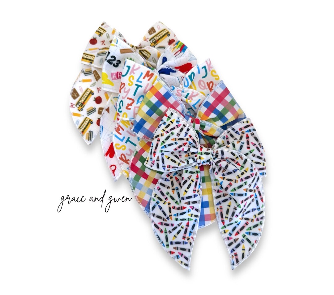 Rainbow Back to School Gwen Bows | Sailor Hair Bows | Toddler Bow ...