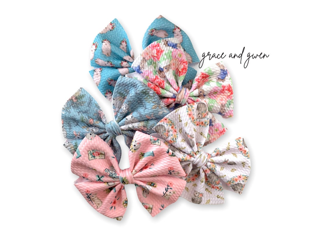 Floral Bunnies Liverpool Pinwheel Bows | Hair Bows for Girls | Baby ...