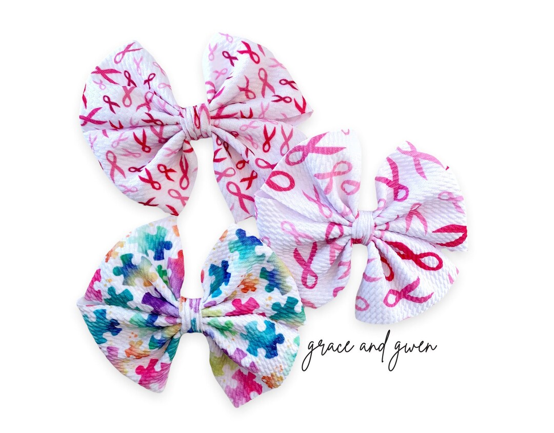Breast Cancer Pink Ribbon Liverpool Pinwheel Bows Hair Bows for Girls ...