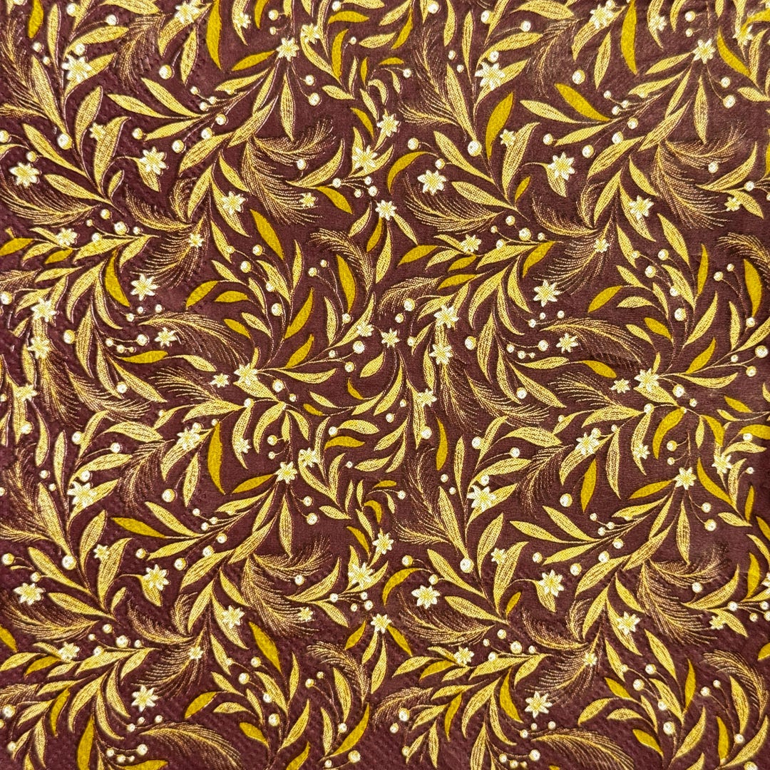 Golden Brown Floral Decoupage Paper Napkin With Elegant Leaf Berry ...