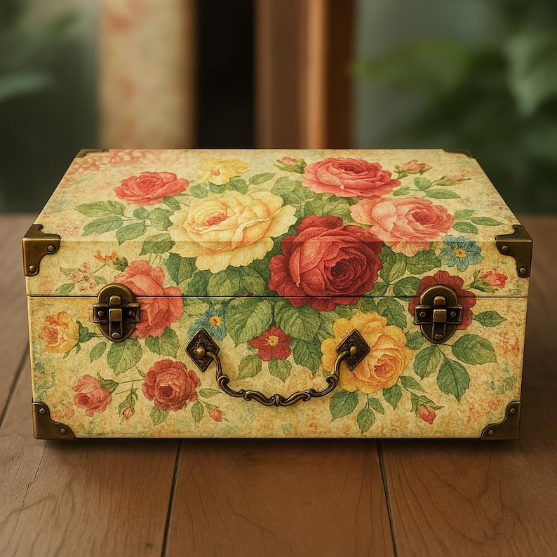 Unfinished Wooden Craft Box, Decoupage Storage Chest, DIY Wood Keepsake ...