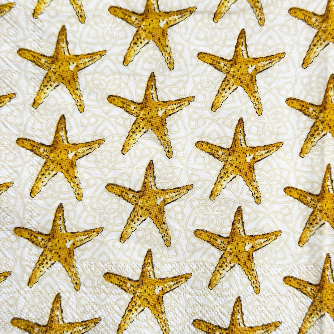 Golden Starfish Decoupage Paper Napkin for Summer Beach Crafts, Thin ...