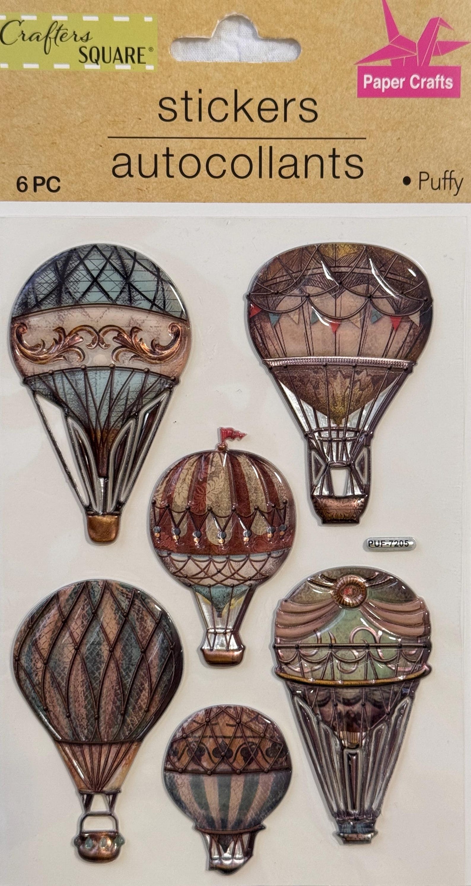 Vintage Hot Air Balloon Puffy Stickers | 3D Metallic Stickers Silver ...