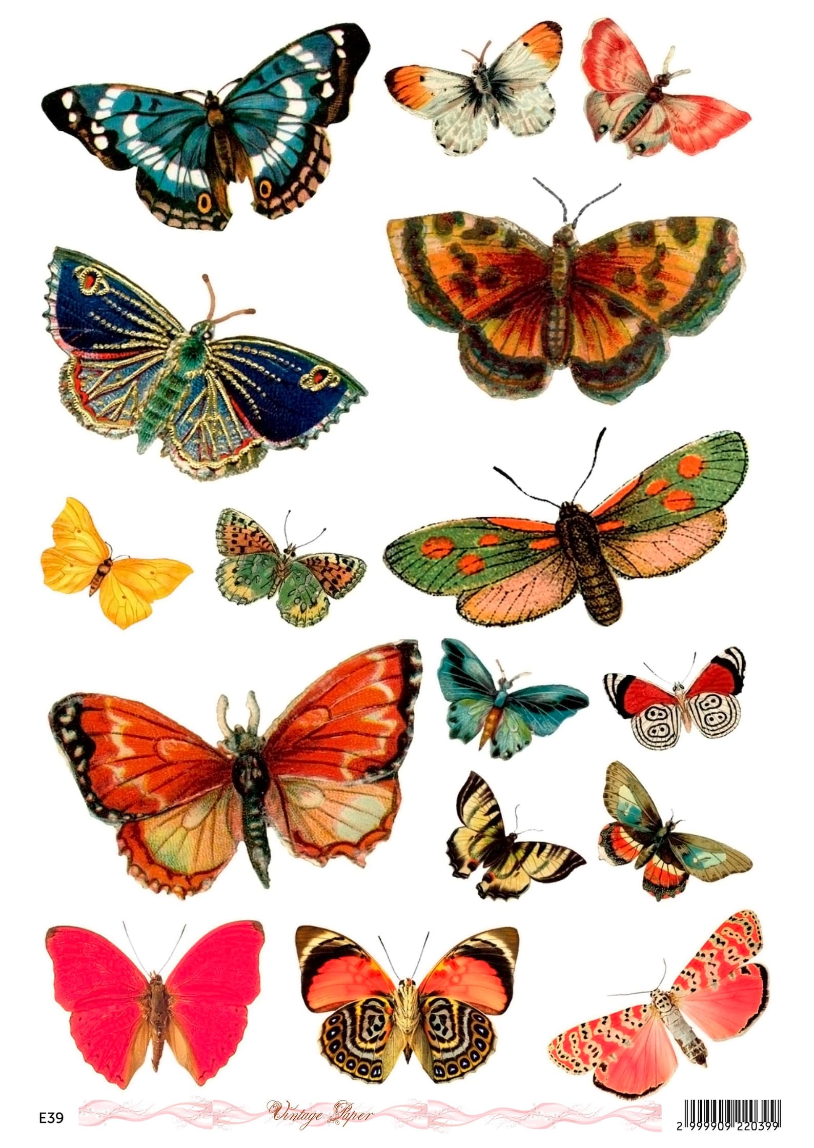 Vintage Butterfly Decoupage Rice Paper, Scrapbooking Butterflies Craft ...