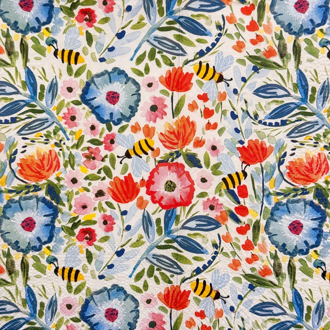 Spring Floral Bees Decoupage Paper Napkin for Easter DIY Crafts ...