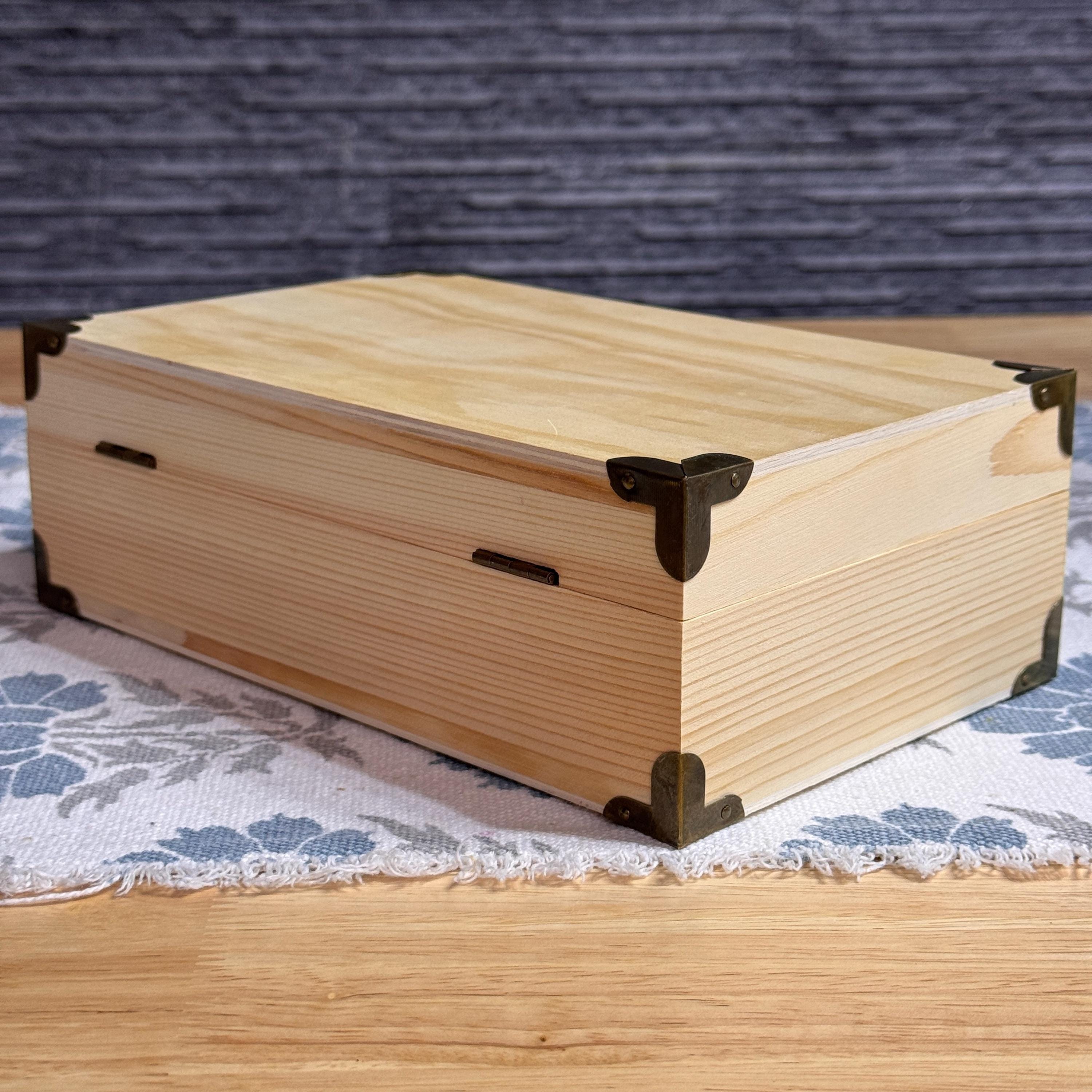9.5'' Unfinished Wooden Craft Box, Decoupage Storage Chest, DIY Wood ...