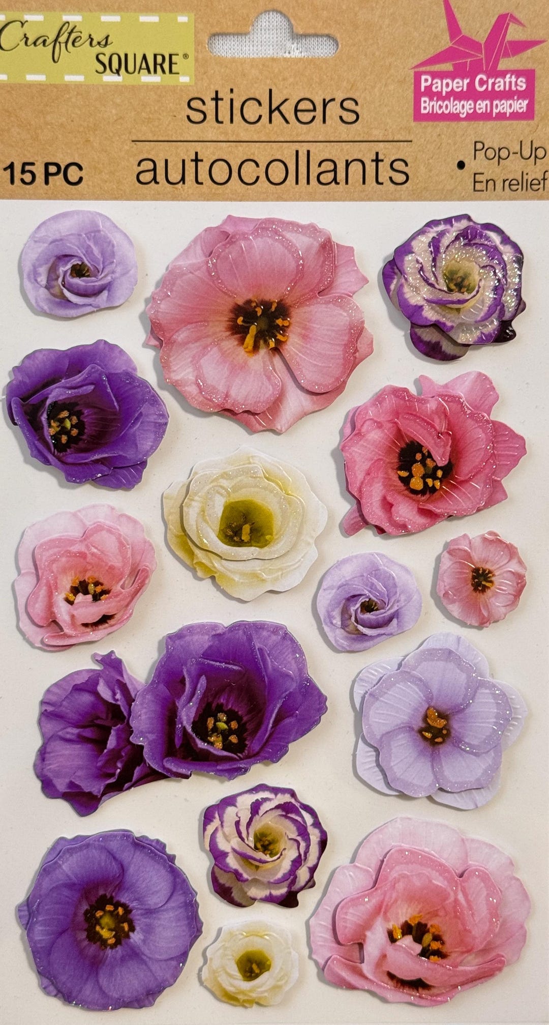 Floral 3D Pop-up Stickers Set – 15 PCS Puffy Paper Stickers for ...