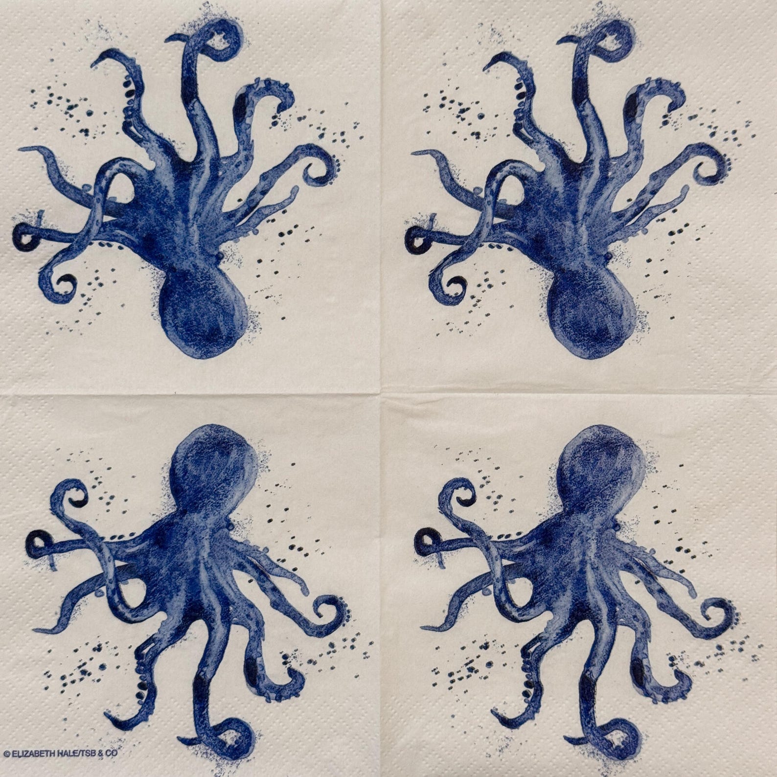 Blue Watercolor Octopus Napkin for Decoupage, Sea Ocean Animal Design ...