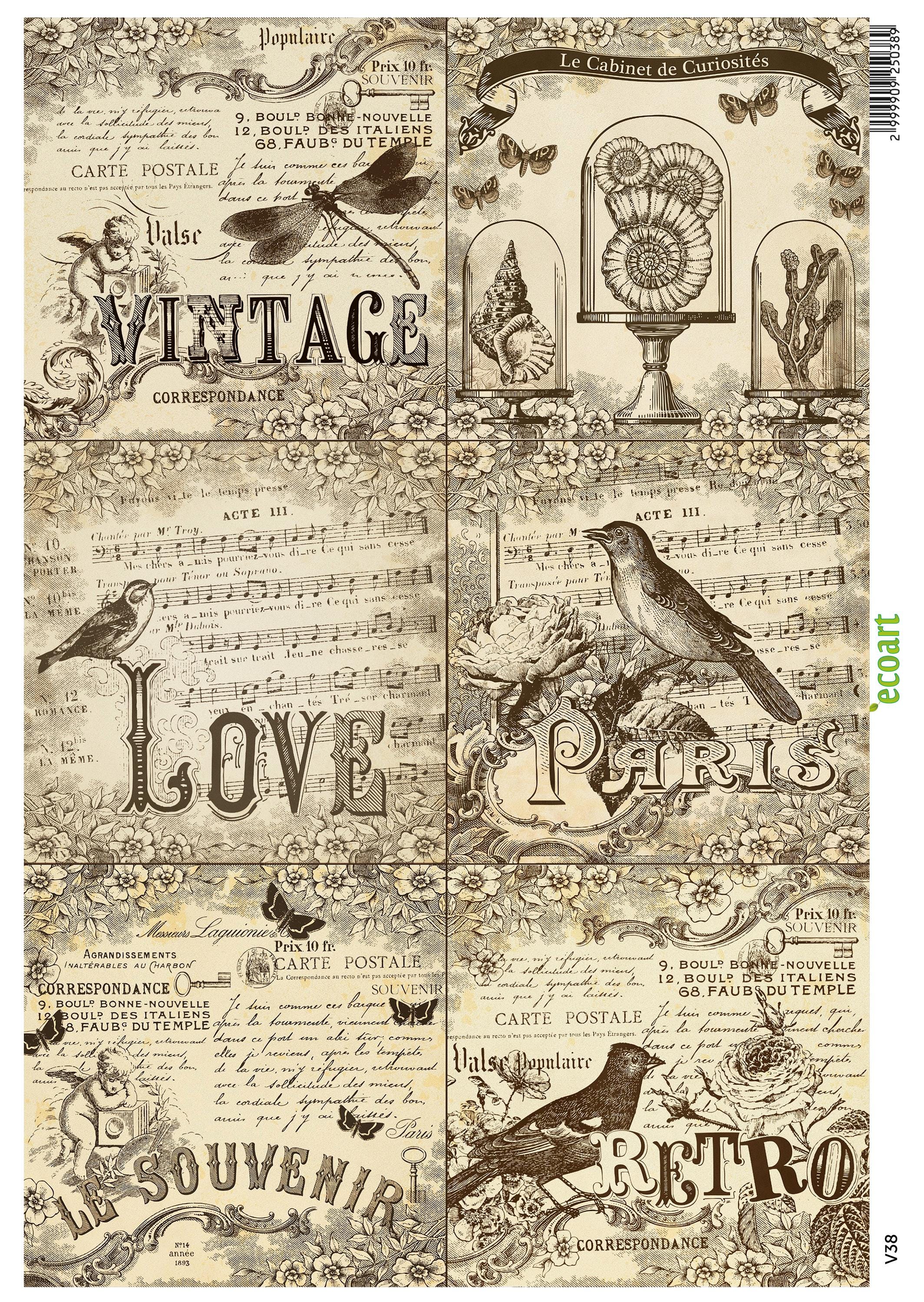 Decoupage Rice Paper, Scrapbooking Bird Paper, Vintage Bird Design ...