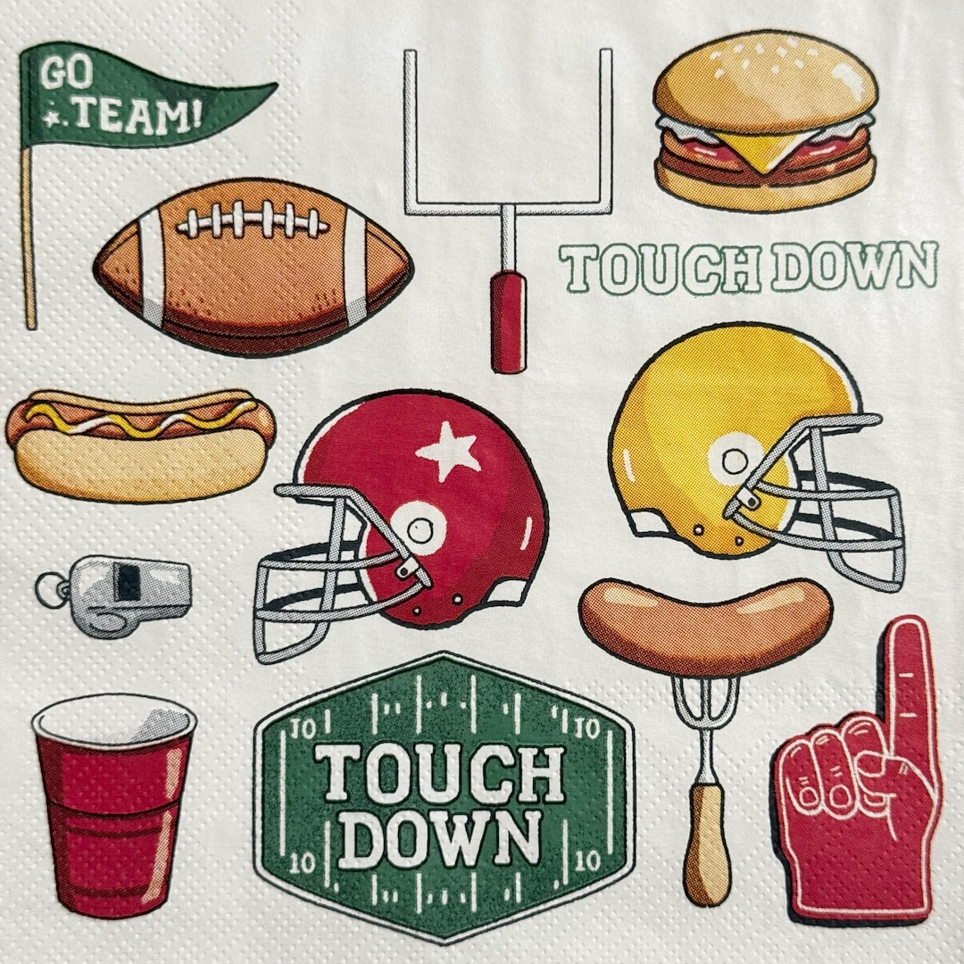 Football Game Party Decoupage Paper Napkin Touchdown Helmets Hot Dogs ...