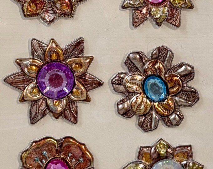 Metallic Jewel Flower Stickers Pack 6PC Dimensional Stickers With ...