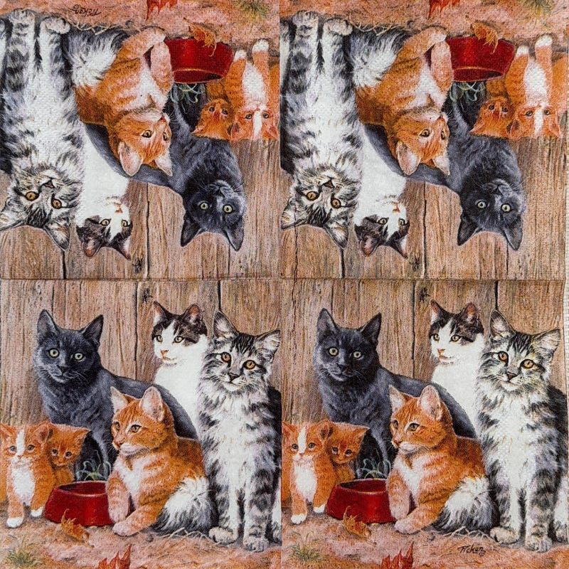 Cat Decoupage Vintage - Etsy