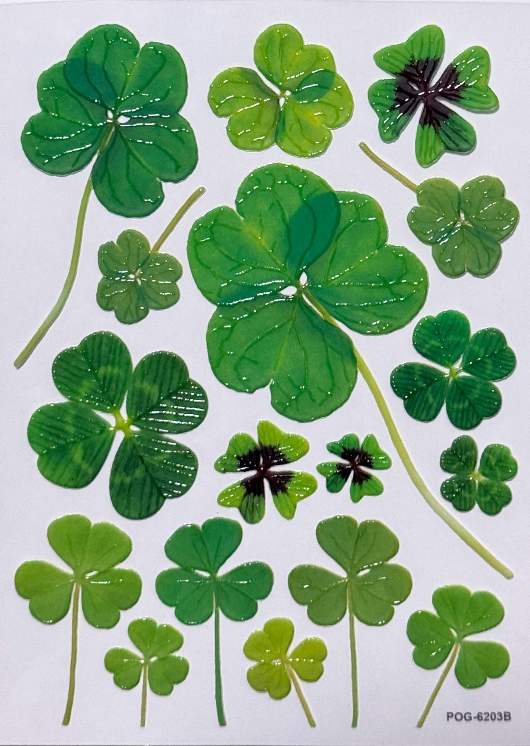 17 PC 3D Silicone Stickers Set, Shamrock Clover Stickers and Four Leaf ...