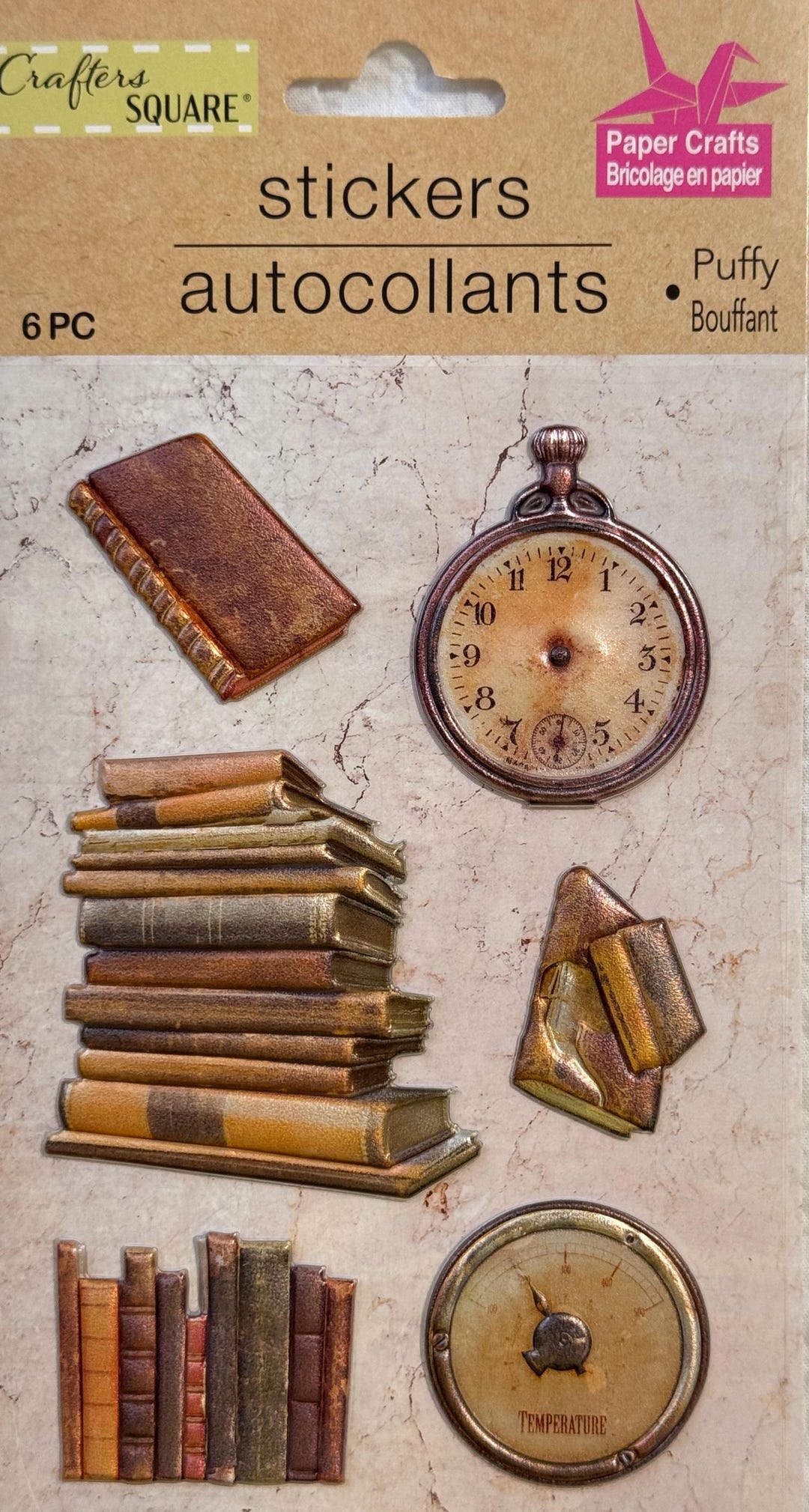 Vintage Books Stickers, 3D Puffy Stickers, Gold Metallic Stickers ...