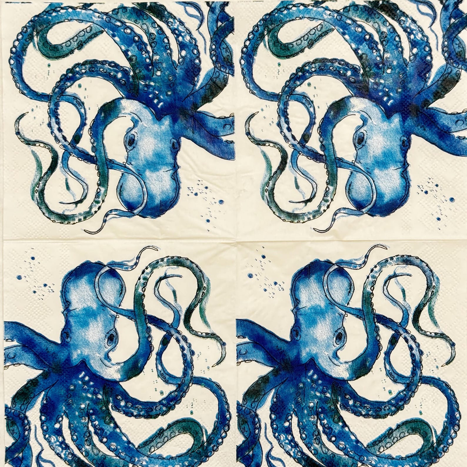 Nautical Octopus Decoupage Paper Napkin Blue Ocean Sea Life Marine ...