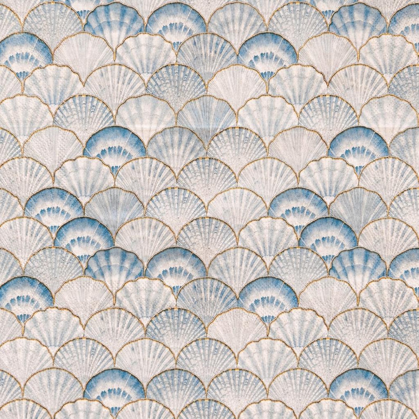 Decoupage Rice Paper Blue Seashell Pattern Coastal Beach Shell Scallop ...