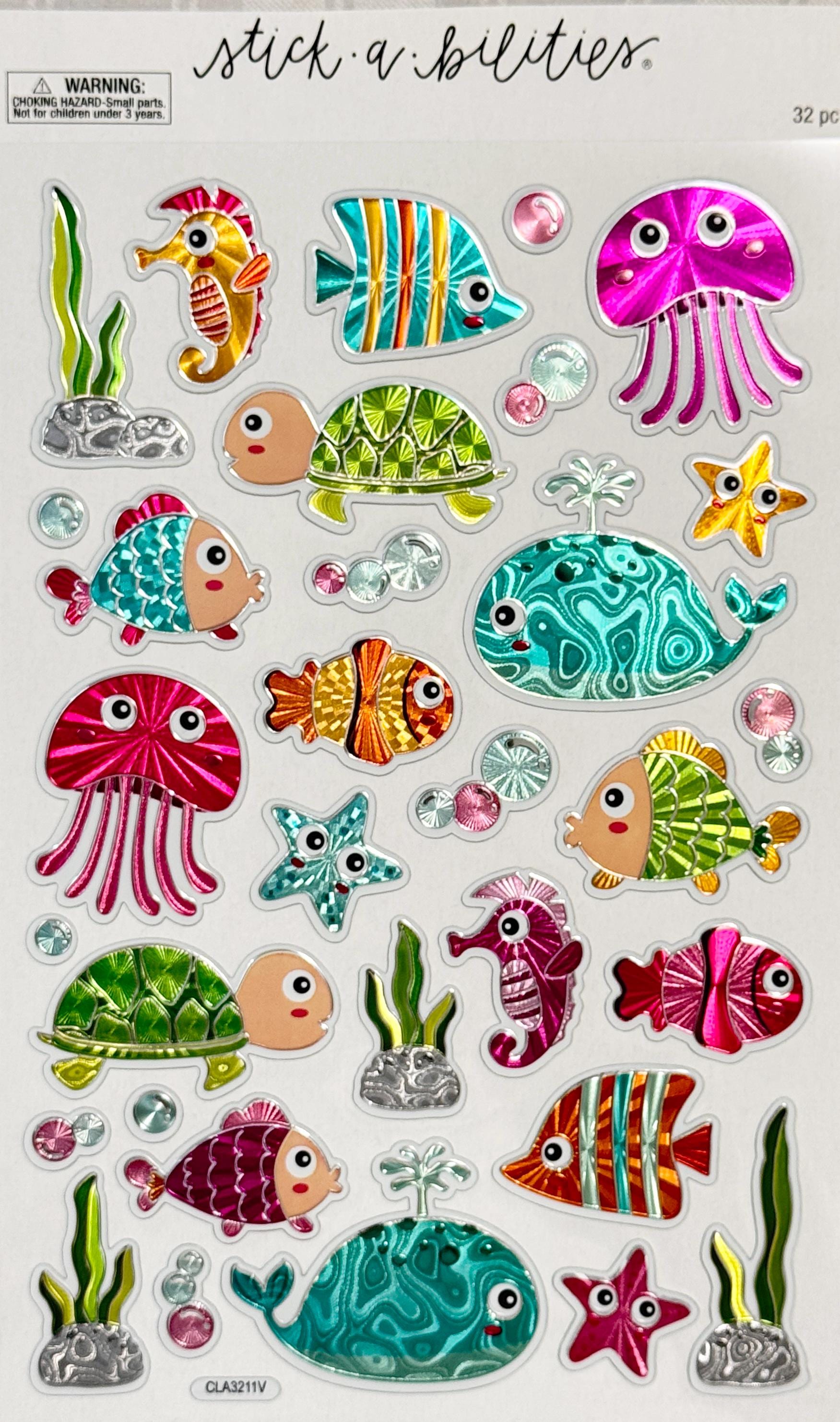 Underwater Sea Animals Stickers With Fish Turtle Whale Stickers – 32 ...
