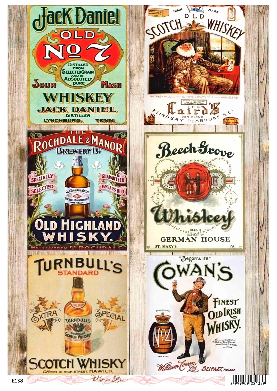 Decoupage Rice Paper Vintage Whiskey Label Designs for DIY Crafts ...
