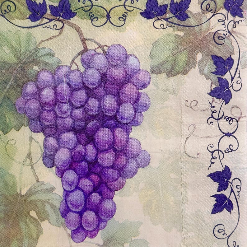 Grape Vine Paper Napkin: Decoupage, Wine Decor, Summer Crafts - Etsy