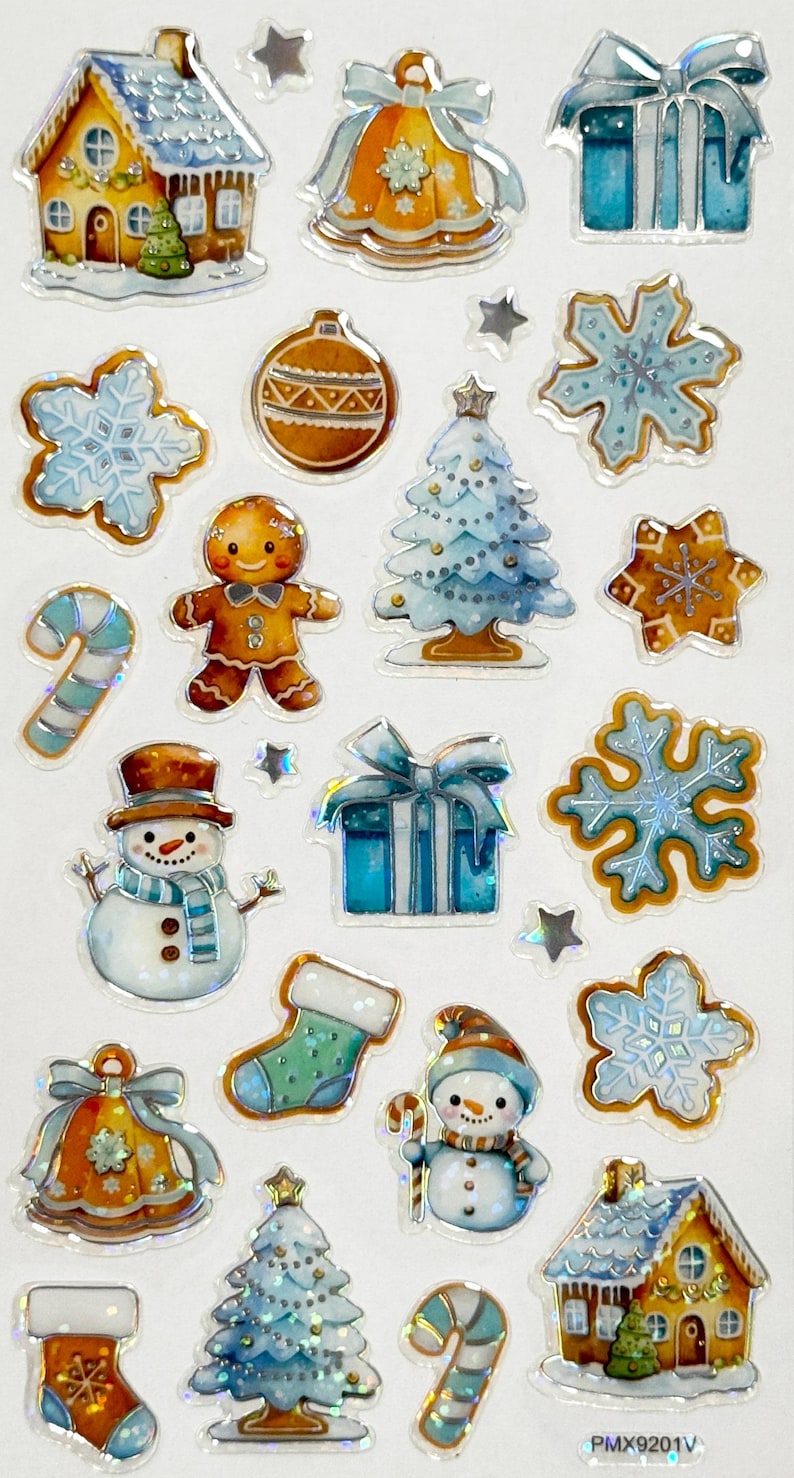 3D Puffy Christmas Stickers With Snowmen, Trees, Gifts, Cookies ...