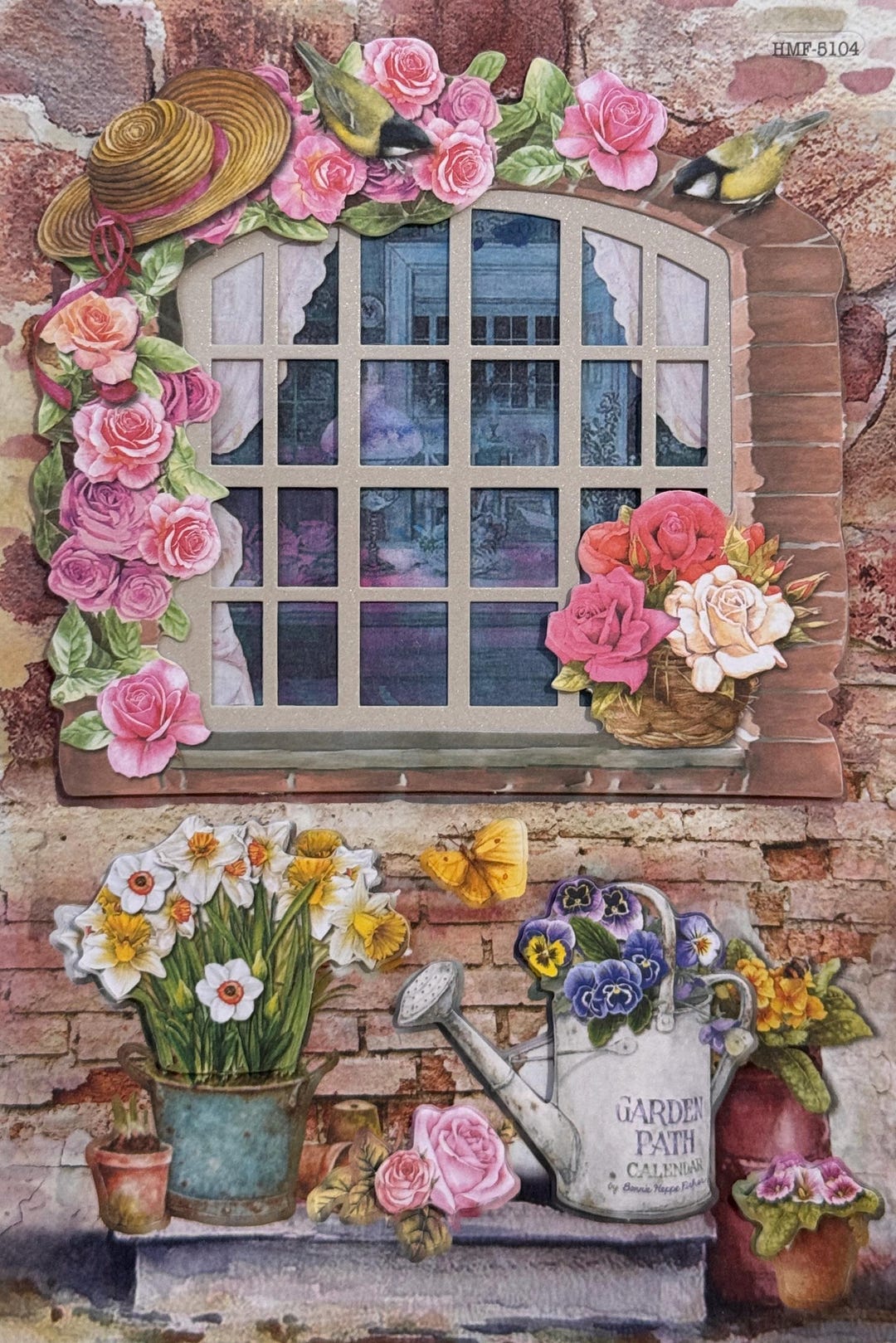 Vintage Garden Stickers Set Roses, Flowers, Window, Watering Can, Birds ...