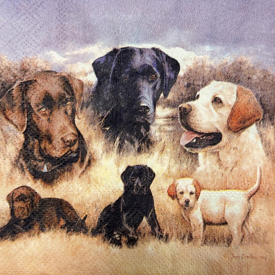 Labrador Retriever Dogs and Puppies Napkin for Decoupage Scrapbooking ...