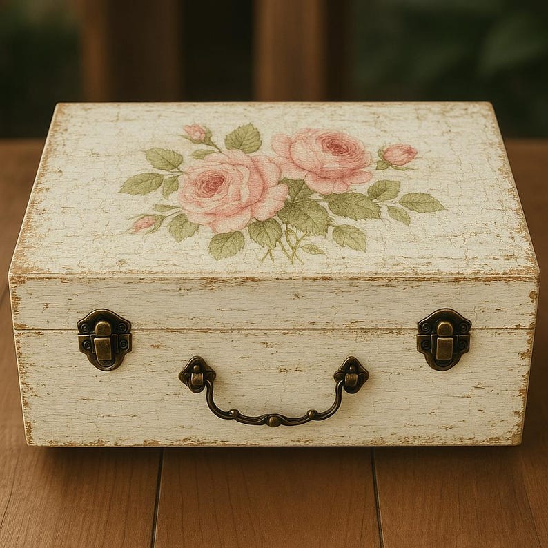 Unfinished Wooden Craft Box, Decoupage Storage Chest, DIY Wood Keepsake ...