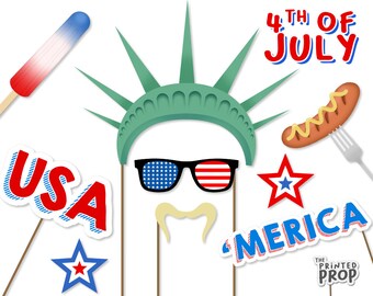 Printable 4th of July Photo Booth Props Photobooth Props