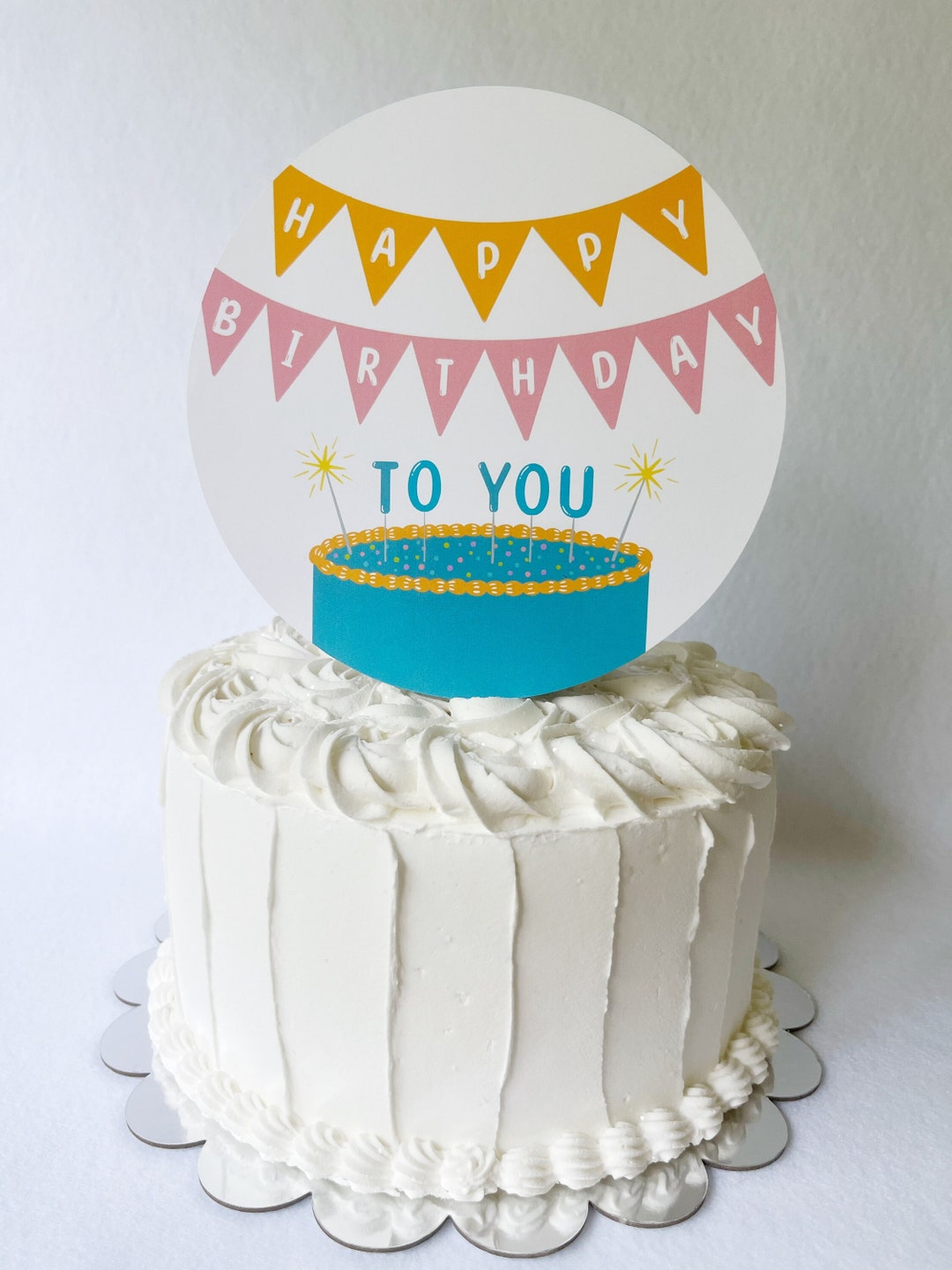 Digital Birthday Cake Topper / Print at Home / Happy Birthday Topper - Etsy