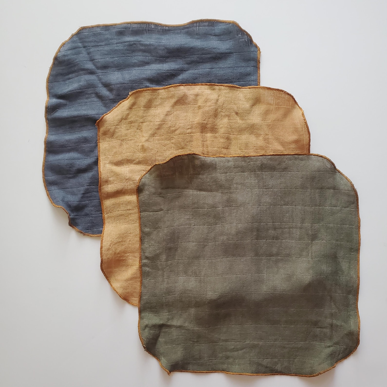 Hand Dyed Organic Cotton Bamboo Handkerchief Set: 10x10 Reusable Cloth ...